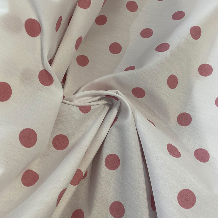 Telas De Flamenca De Alta Calidad Popelín Blanco Lunar Rosa
